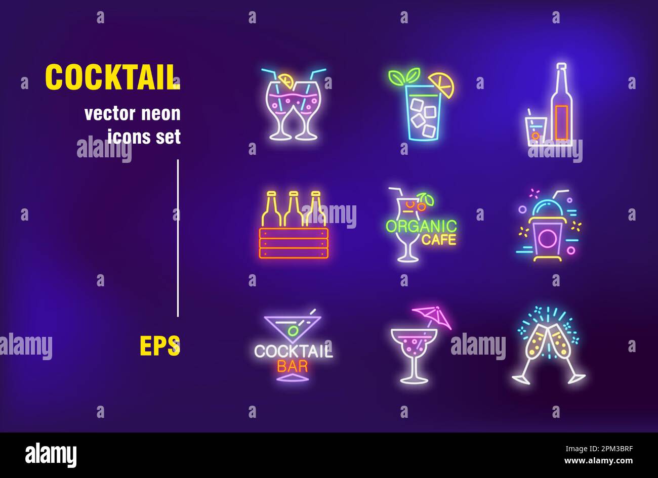 Cocktails neon signs set Stock Vector Image & Art - Alamy