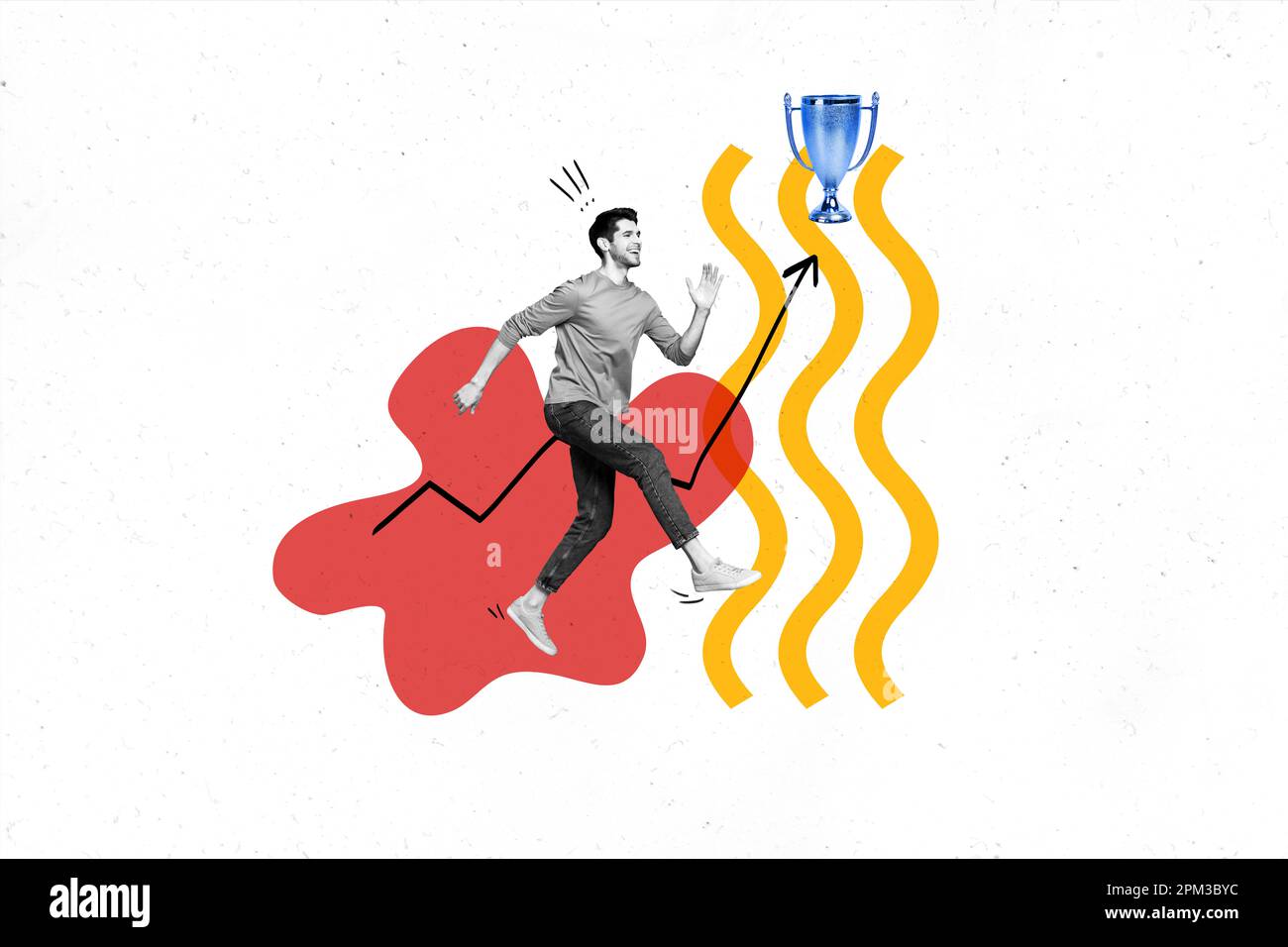 Photo collage artwork minimal picture of purposeful guy running winning ...