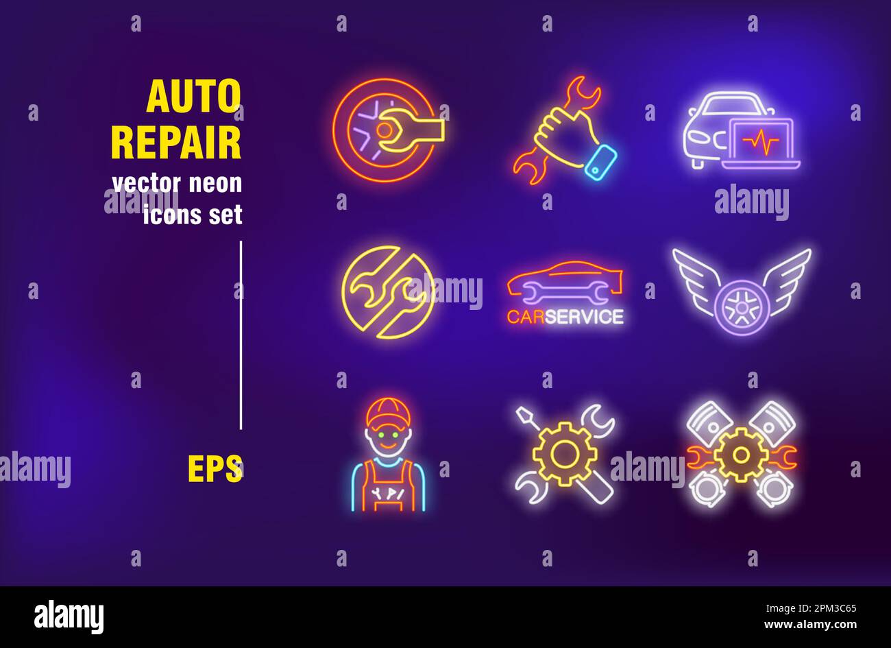 Car repair neon signs set Stock Vector Image & Art - Alamy