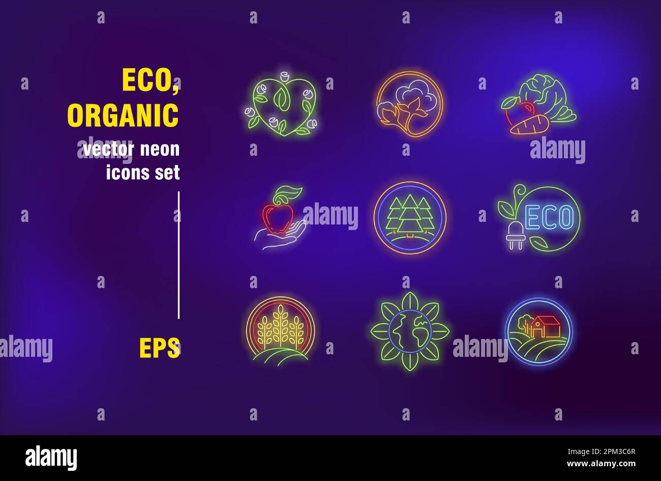 Eco and organic neon signs set Stock Vector Image & Art - Alamy