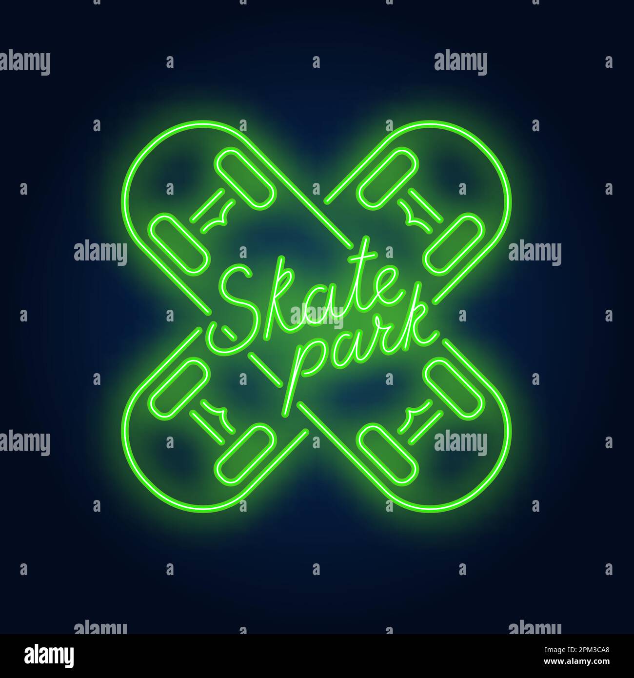 Skate park neon text on crossed skateboards Stock Vector Image & Art ...