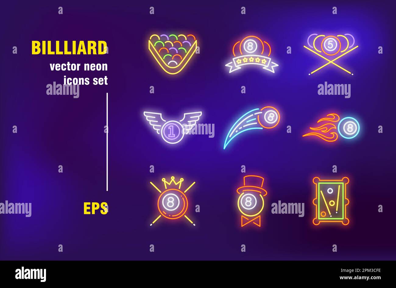Billiard neon sign collection Stock Vector Image & Art - Alamy