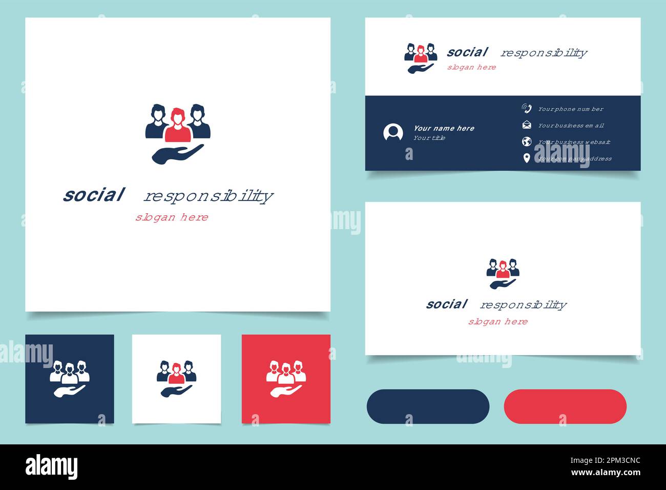 Social responsibility logo design with editable slogan. Branding book ...