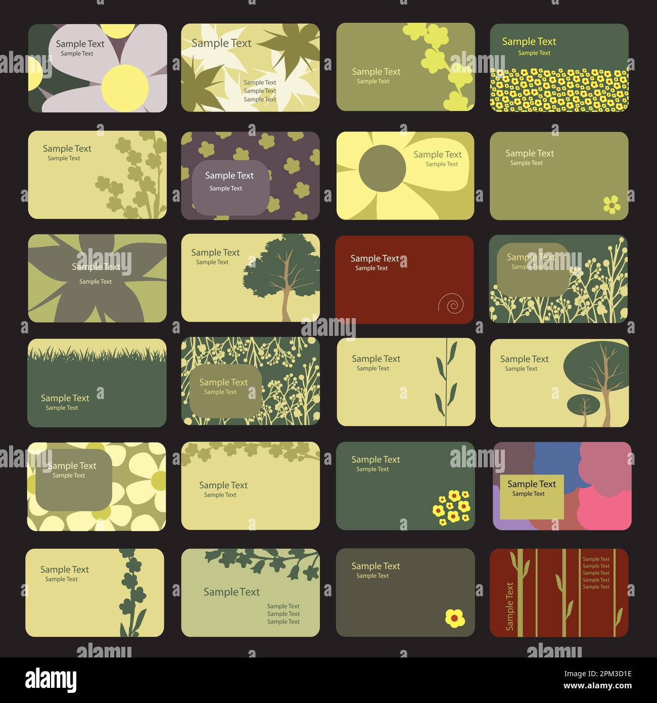 Collection of 24 Colorful Modern Styled Business or Invitation Cards ...