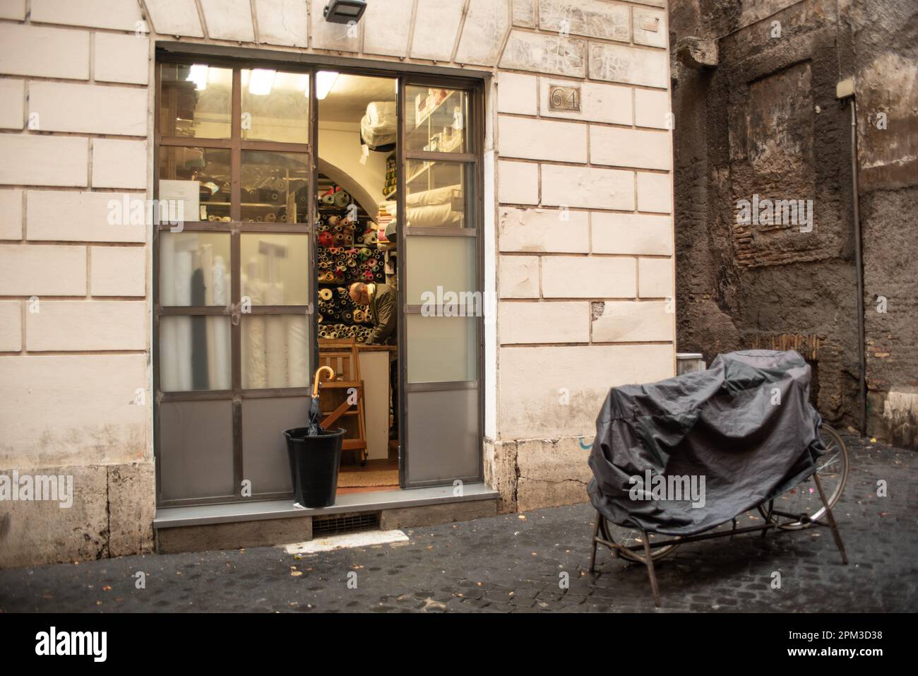 Old textiles shop in Rome, Italy Stock Photo - Alamy