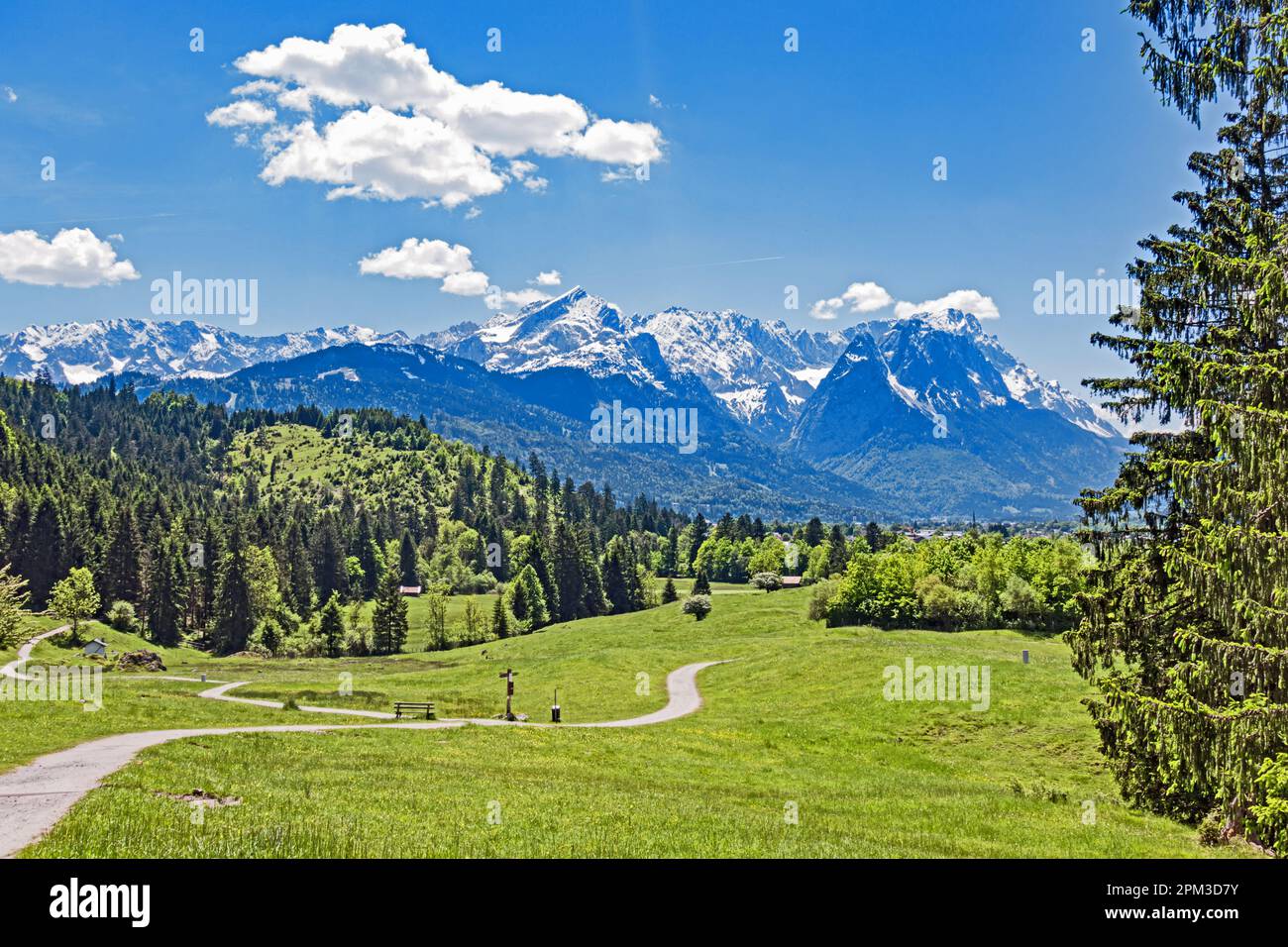View of the landscape in the Ester Mountains in the Bavarian Alps ...