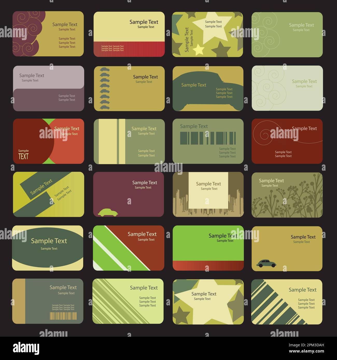 Collection of 24 Colorful Modern Styled Business or Invitation Cards ...