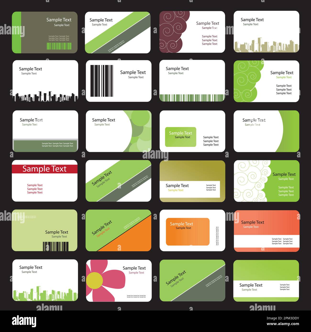 Collection of 24 Colorful Modern Styled Business or Invitation Cards ...