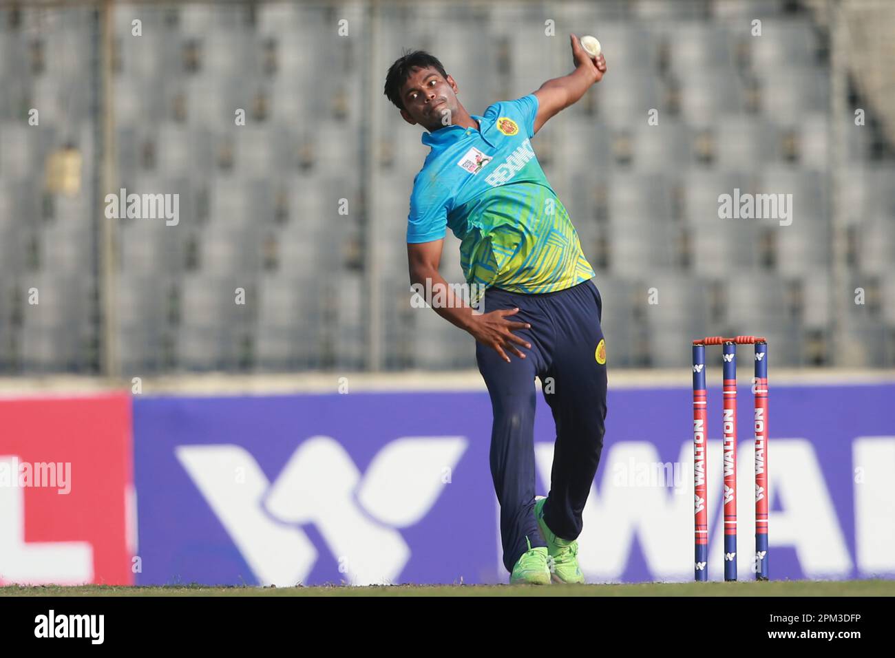 Tanvir Islam bowl during the Dhaka Premier Division Cricket League 2022 ...