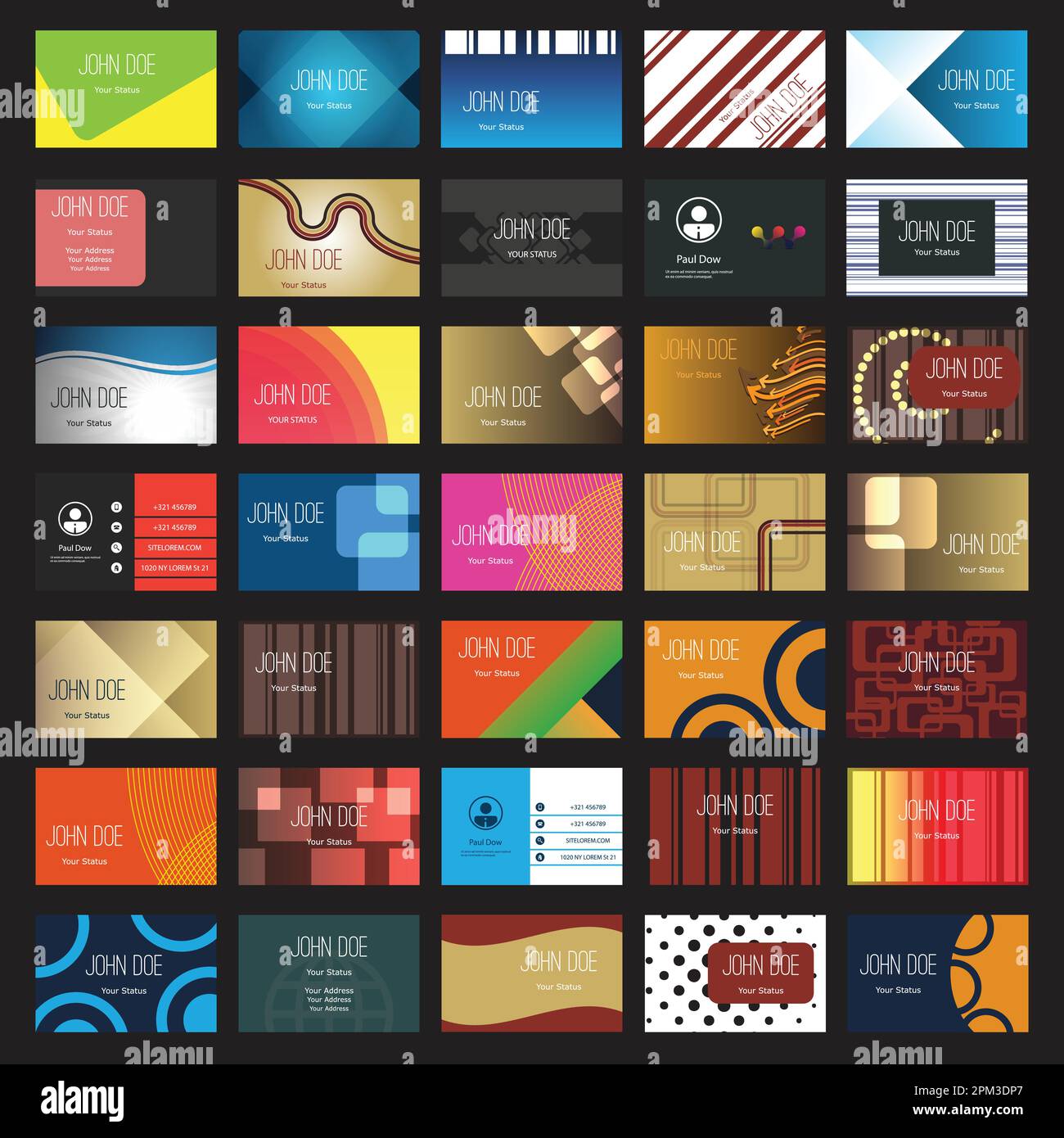 Set of Various Style and Patterned Business Card Templates Stock Vector ...
