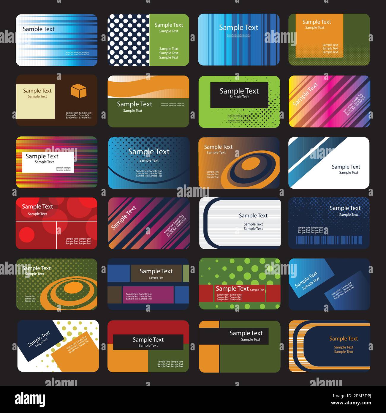 Collection of 24 Colorful Modern Styled Business or Invitation Cards ...
