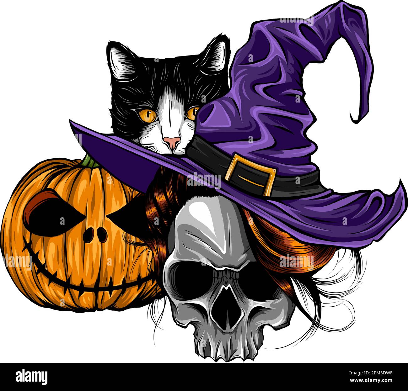 vector illustration of Halloween composition on white background Stock ...