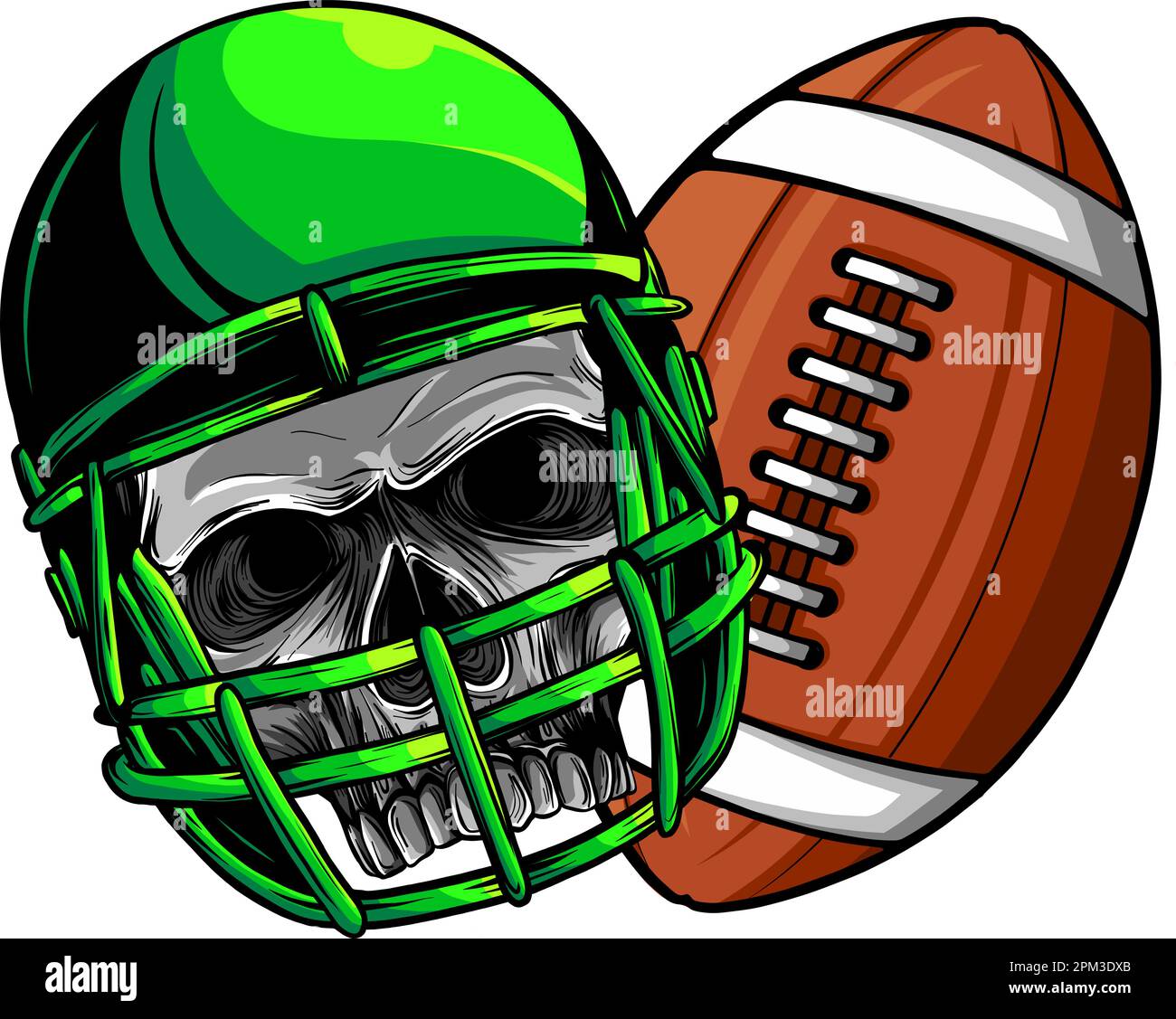 helmet football skull with ball vector design on white background ...