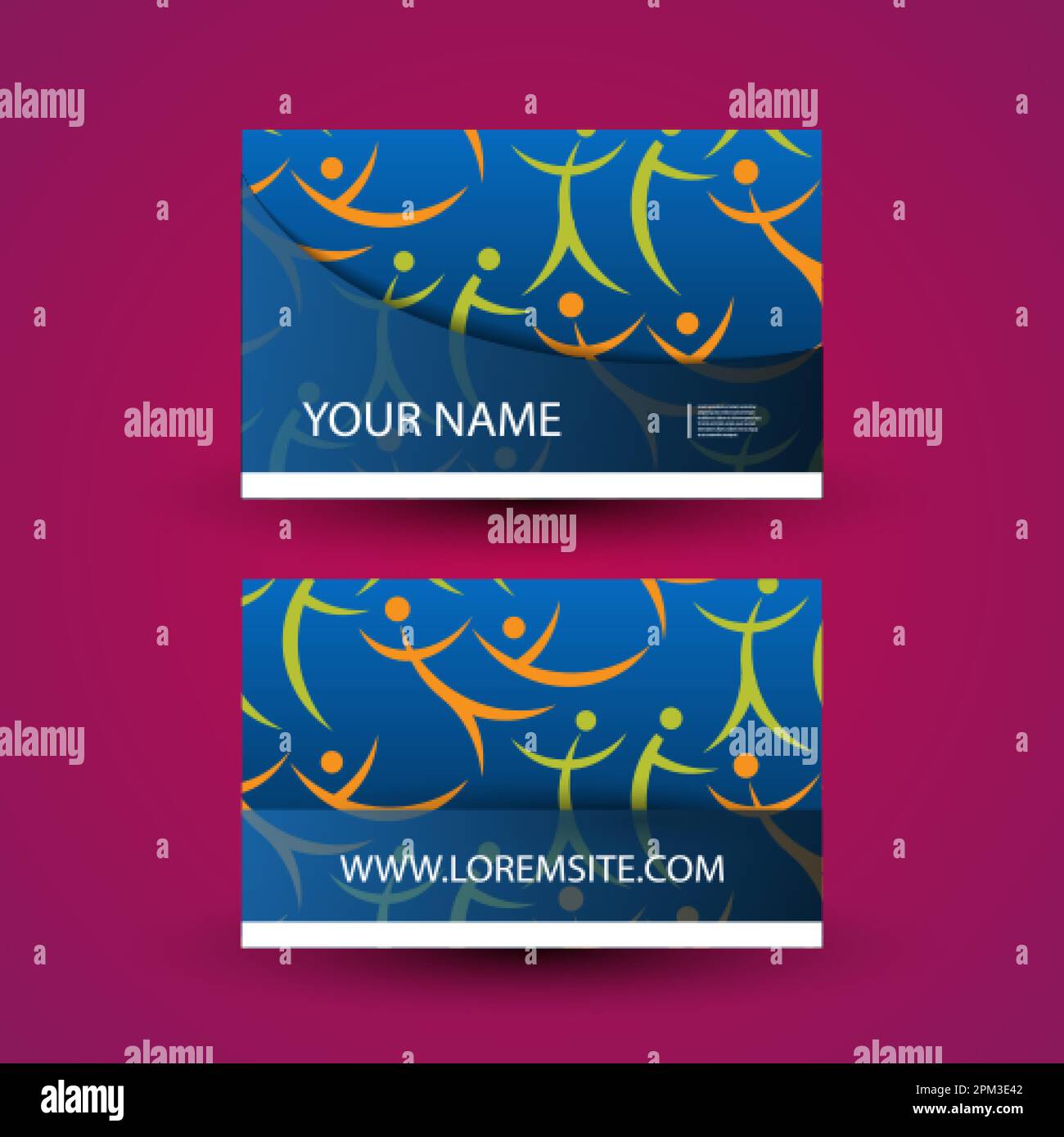 Business Card Design with Abstract Dancing Figures Pattern Stock Vector ...