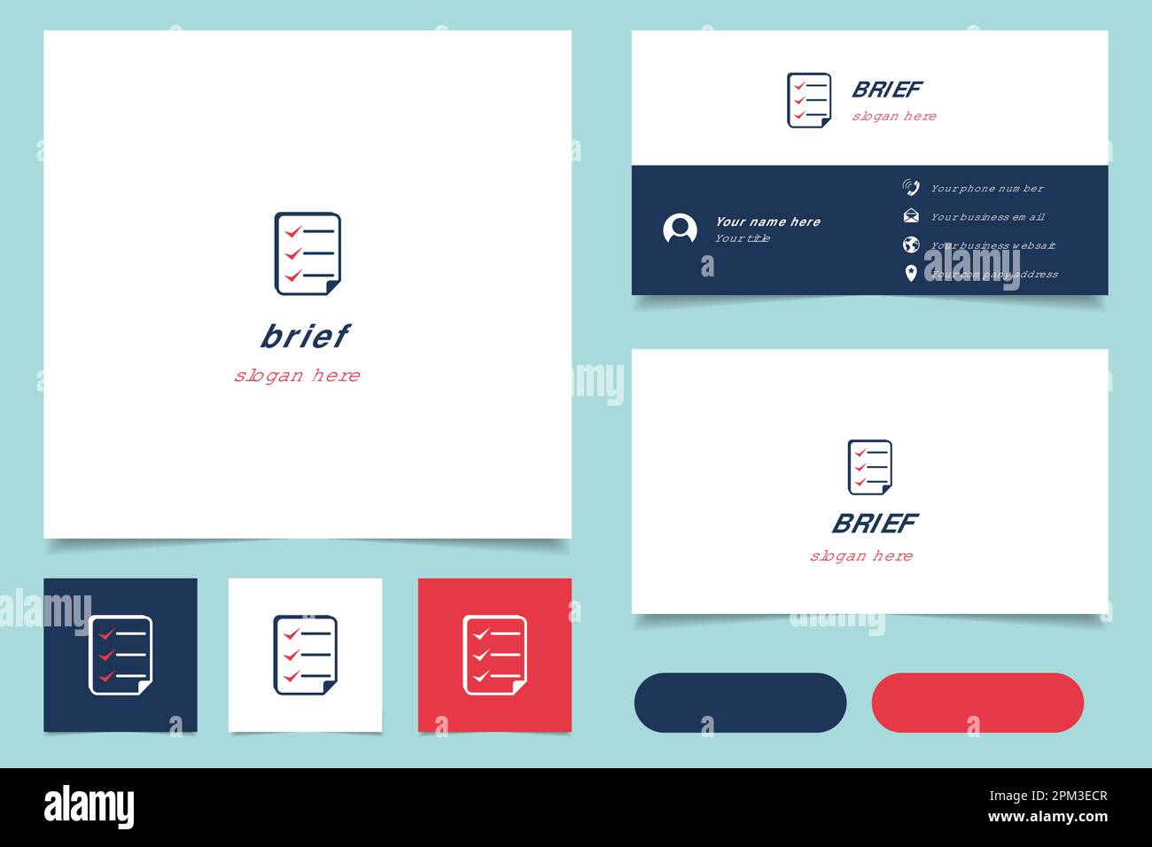 Brief logo design with editable slogan. Branding book and business card ...