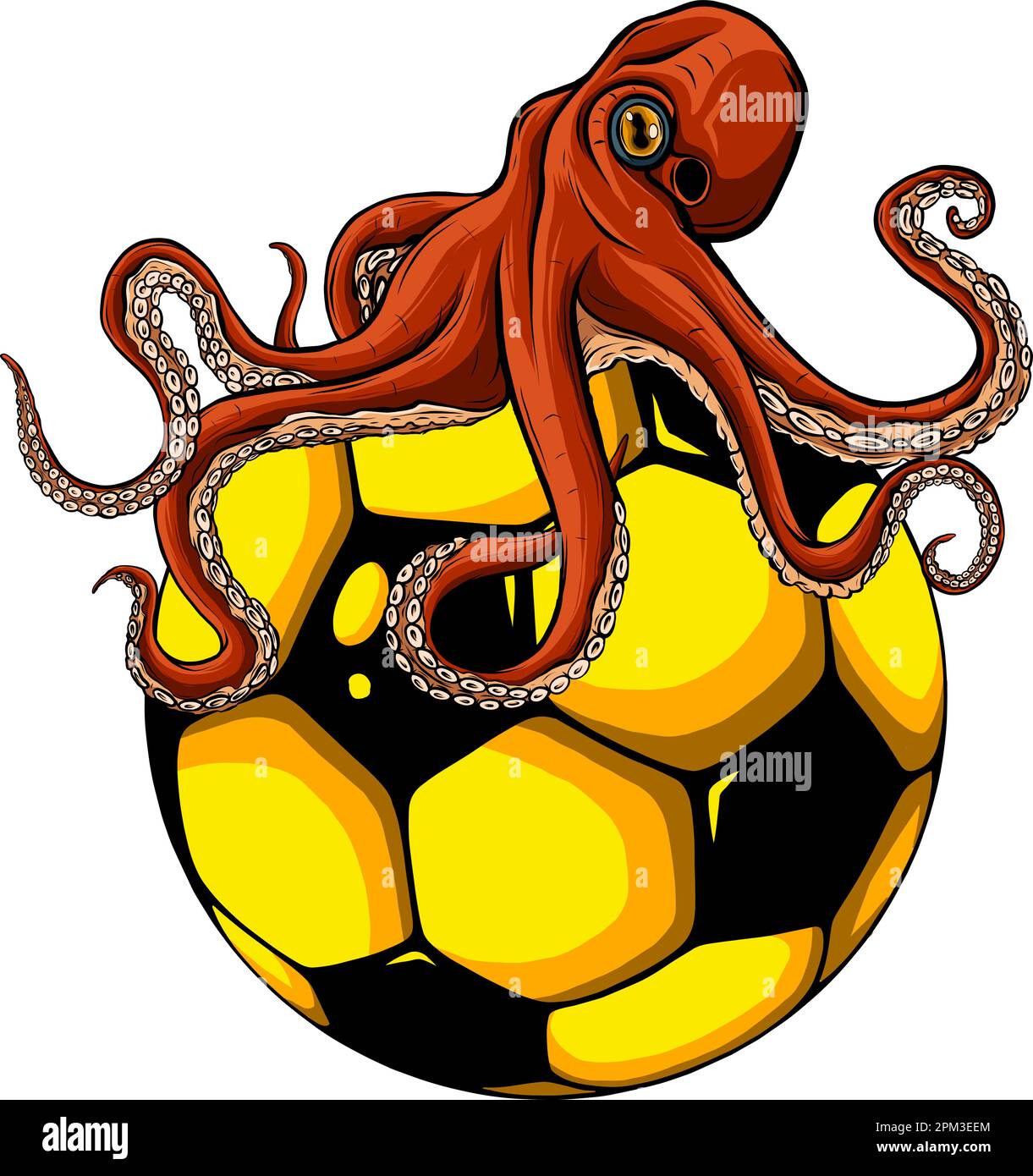 vector illustration of octopus wrapped around a soccer ball Stock ...