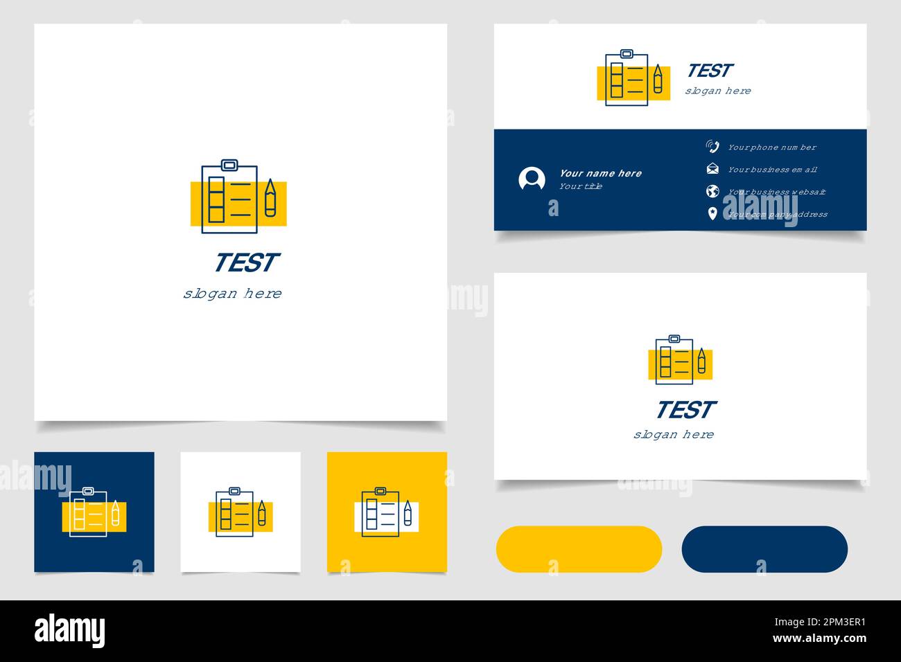 Test logo design with editable slogan. Branding book and business card ...