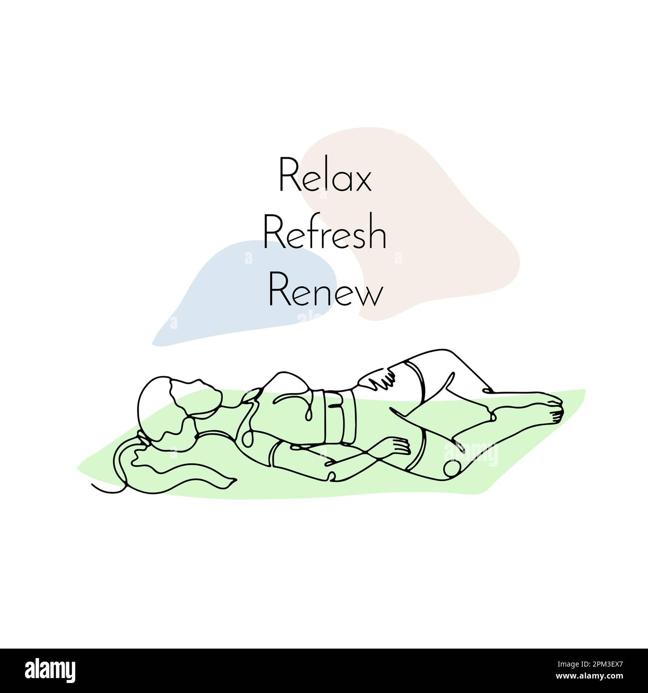 Single line drawing of a girl in yoga pose with inspirational quote ...