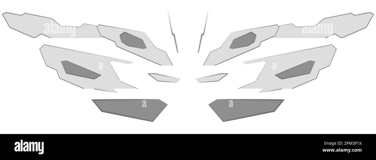 Vector abstract technology futuristic butterfly wings on wide white ...