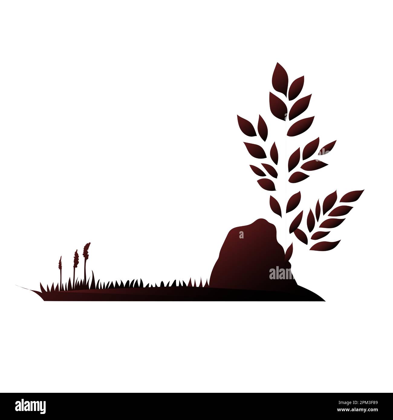 Vector illustration of the background. landscape stone with grass and ...