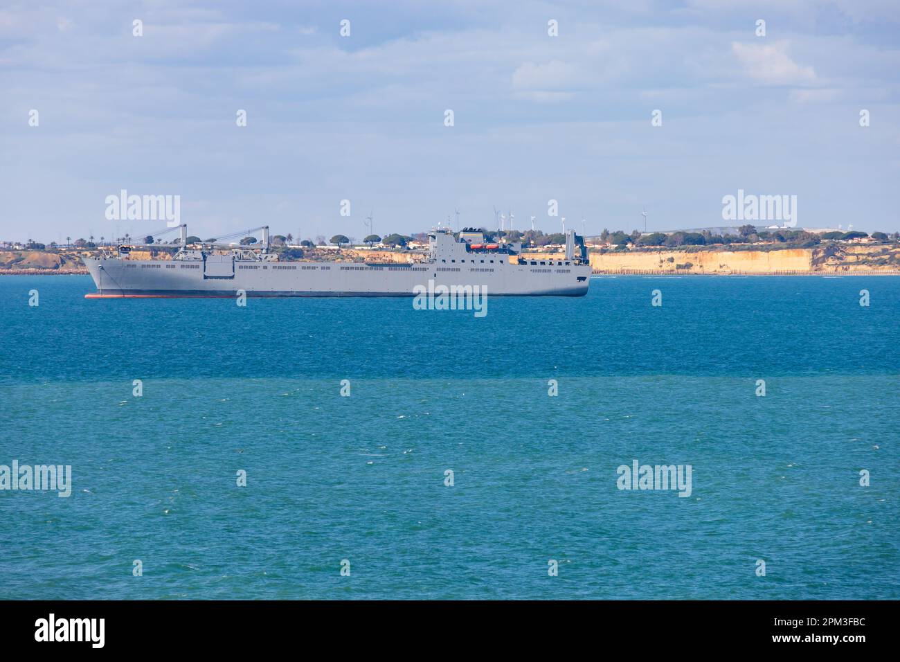 Resupply ship, oiler, Patino, of the Spanish Navy Armada, anchored in ...