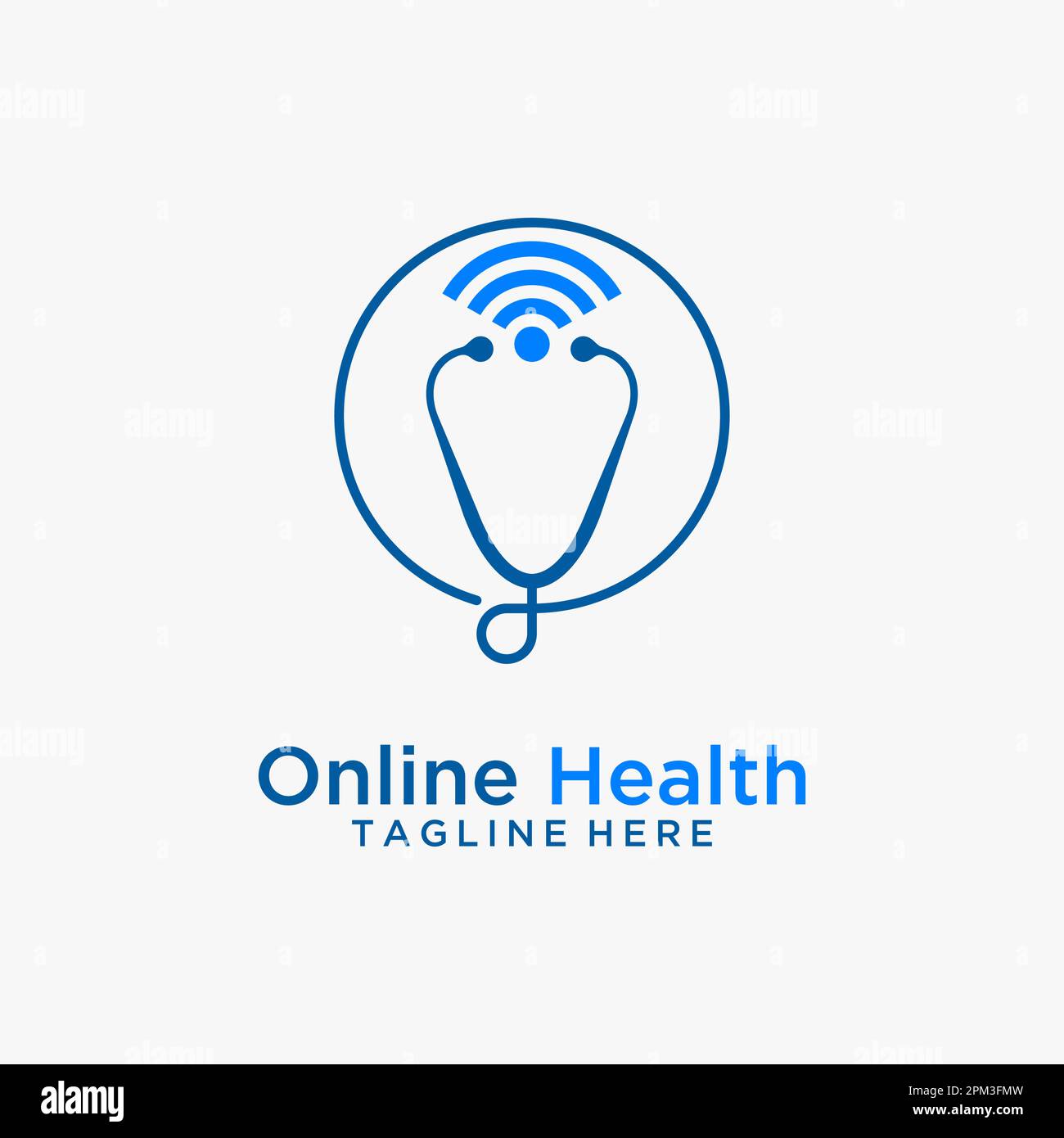 Stethoscope and wifi signal for online healthcare logo design Stock ...