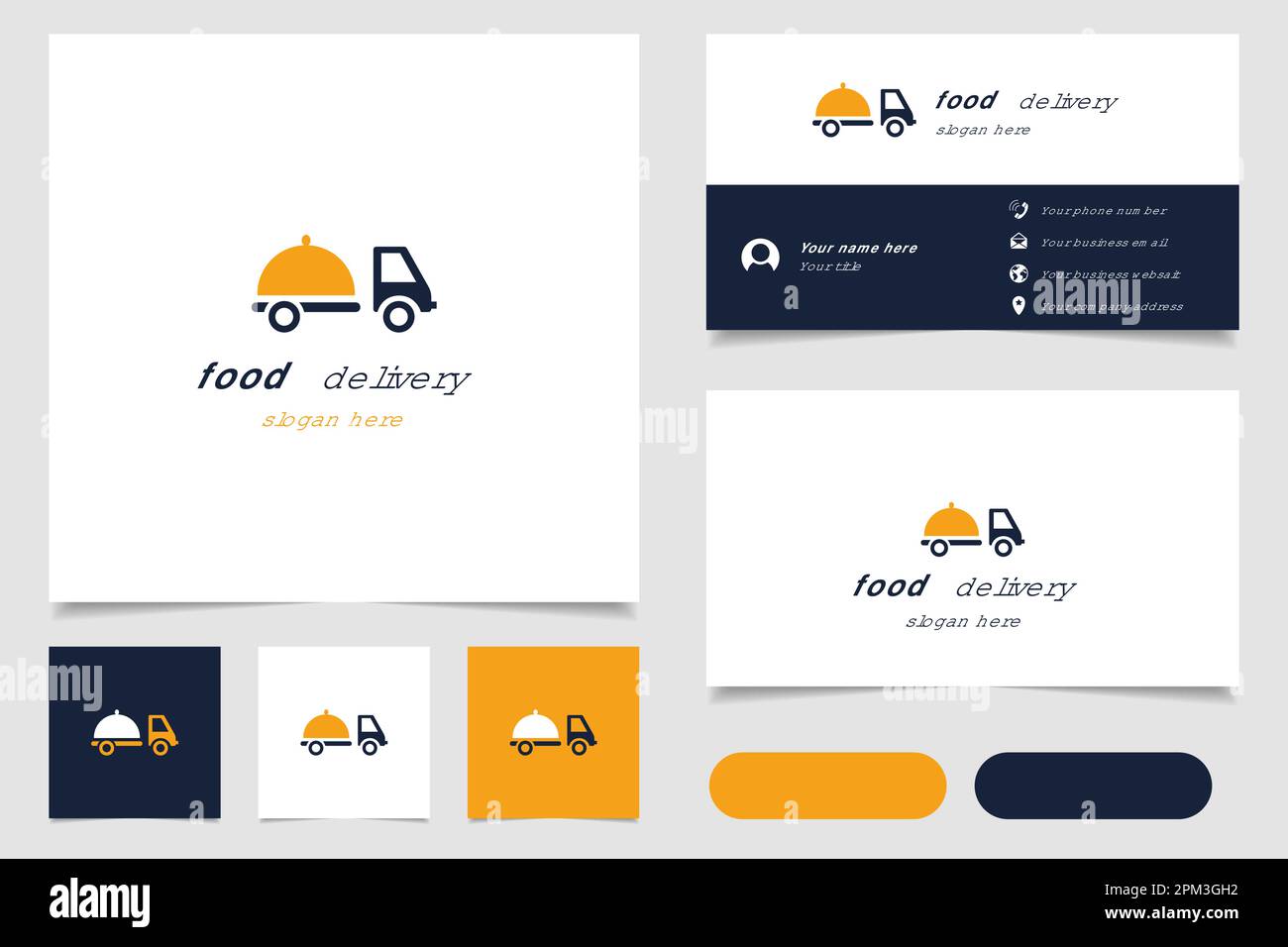 Food delivery logo design with editable slogan. Branding book and ...