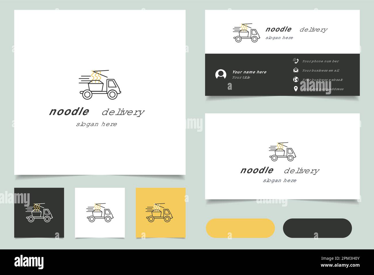 Noodle delivery logo design with editable slogan. Branding book and ...