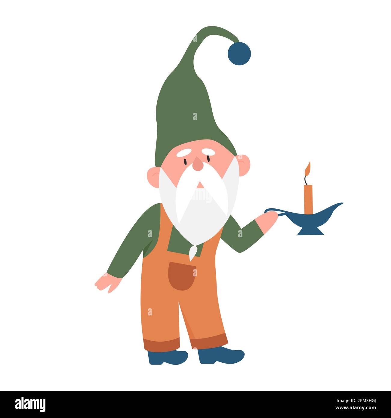 Gnome with candle. Fairytale cute character, magic dwarf holds candle ...