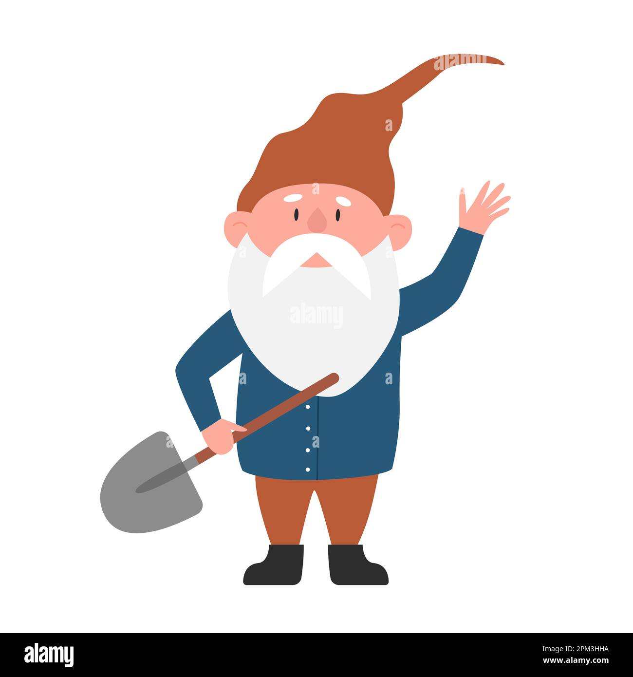 Cute gnome with shovel. Gnome gardening, magic dwarf farming vector ...