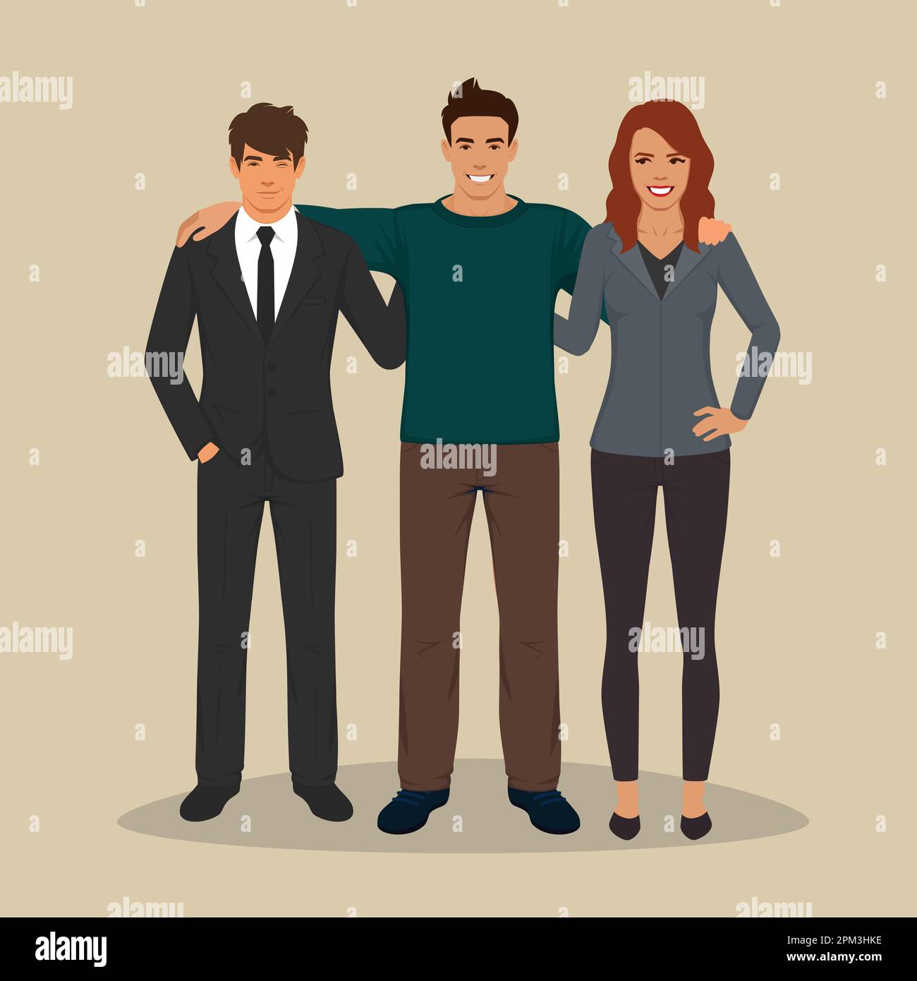 Group of diverse people expressing positive emotions, flat vector ...