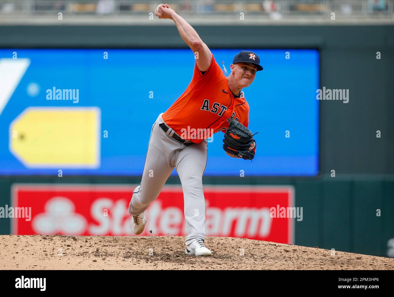 Houston Astros starting pitcher Hunter Brown throws to the Minnesota ...