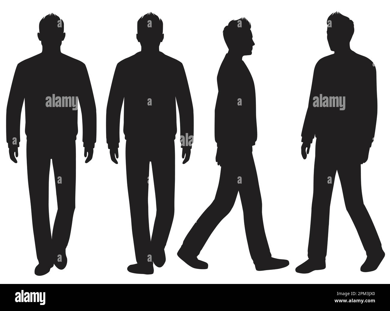 vector illustration, man walking in suit, fashion man silhouette ...