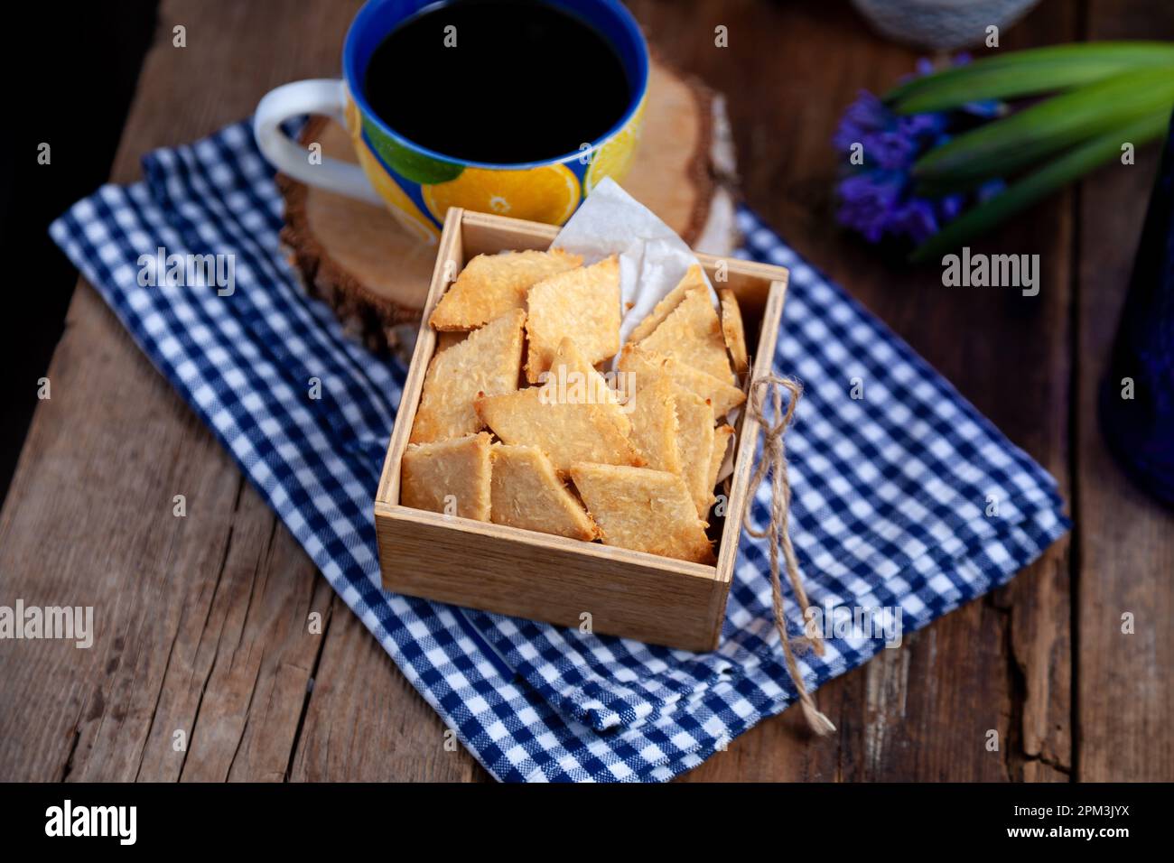 Homemade cookies with coconut. Rhombus shaped cookie. Sweet food ...