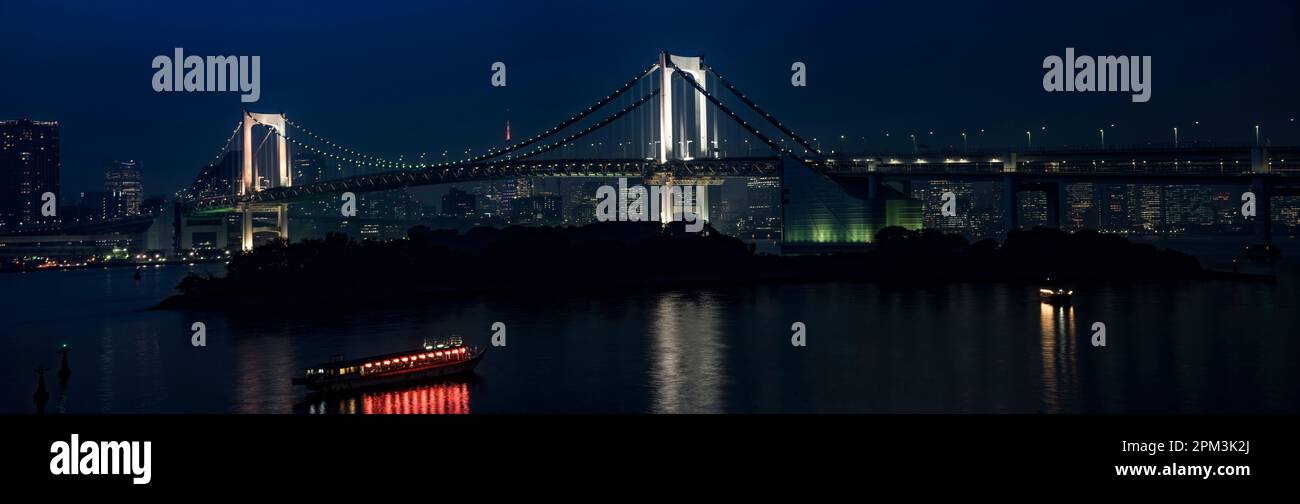 The Rainbow Bridge is a suspension bridge crossing Tokyo Bay between ...
