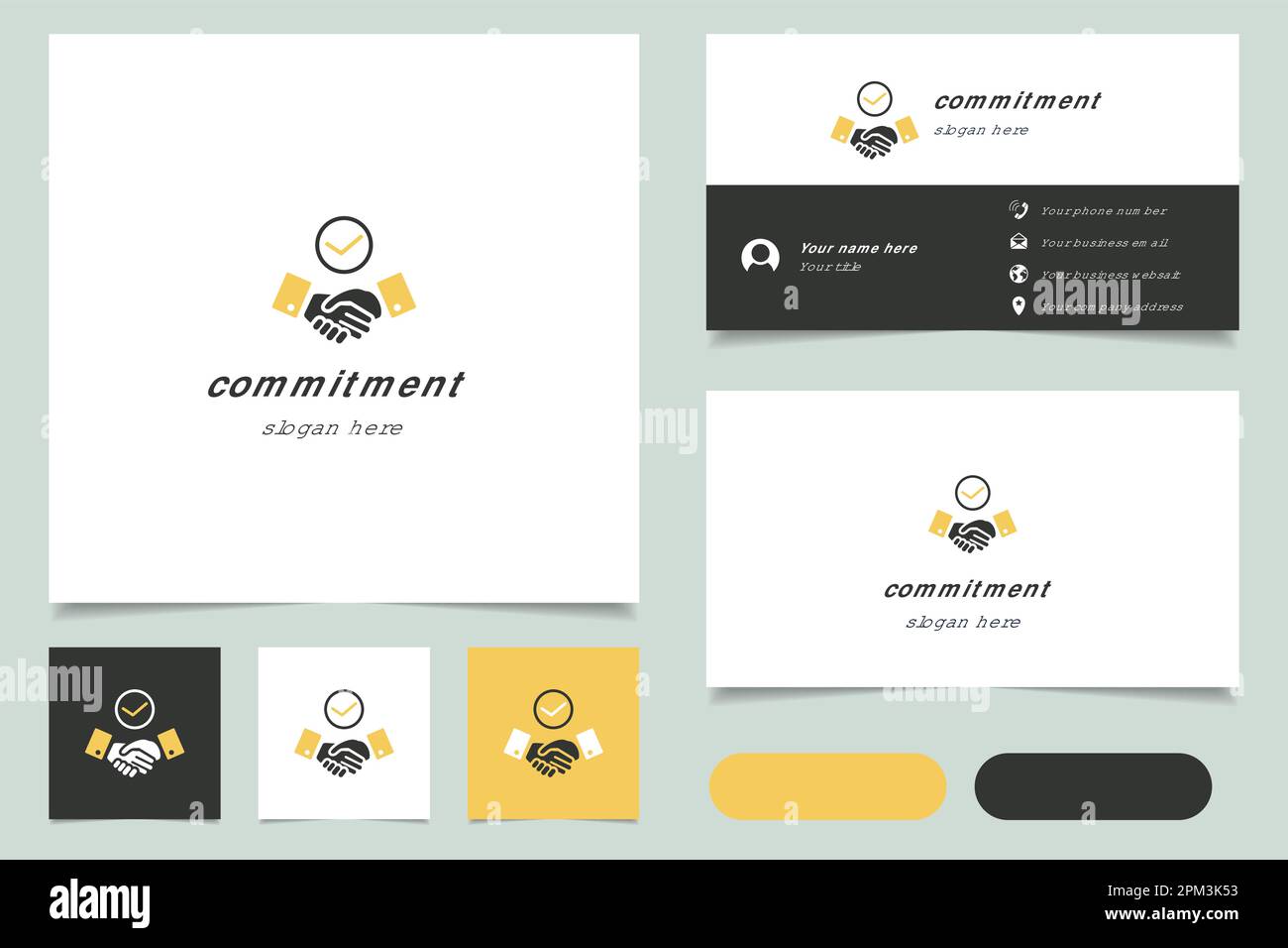 Commitment logo design with editable slogan. Branding book and business ...