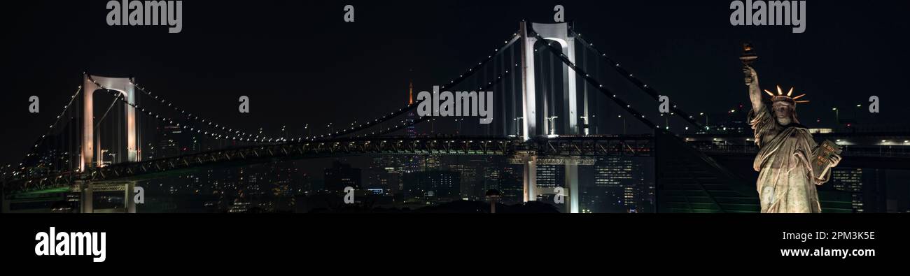 The Rainbow Bridge is a suspension bridge crossing Tokyo Bay between ...