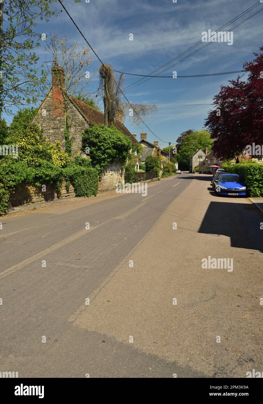 The High Street in the village of Wylye, Wiltshire, once part of the ...