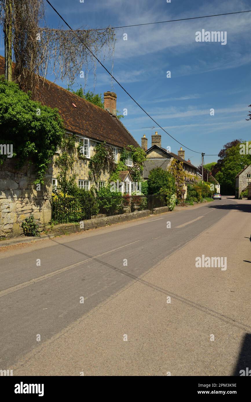 The High Street in the village of Wylye, Wiltshire, once part of the ...