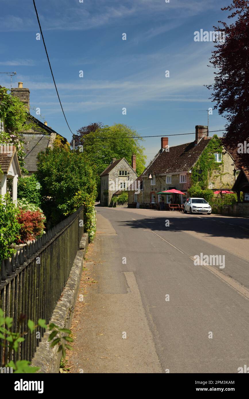 The High Street in the village of Wylye, Wiltshire, once part of the ...