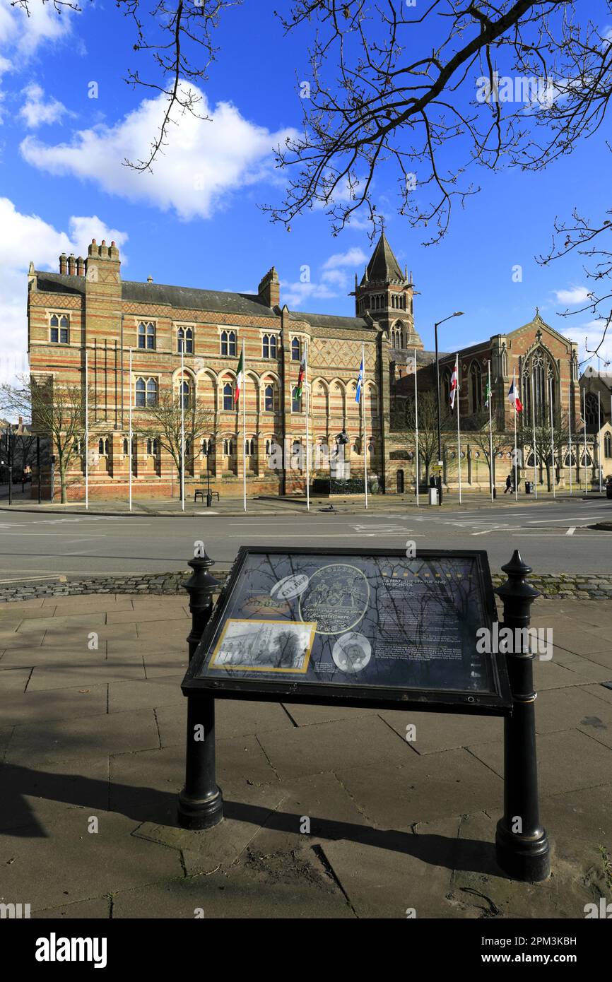 Statue of William Webb Ellis outside Rugby School, Rugby town ...