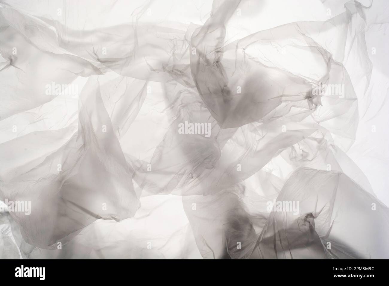 Close up picture on a plastic transparent cellophane bag on white ...
