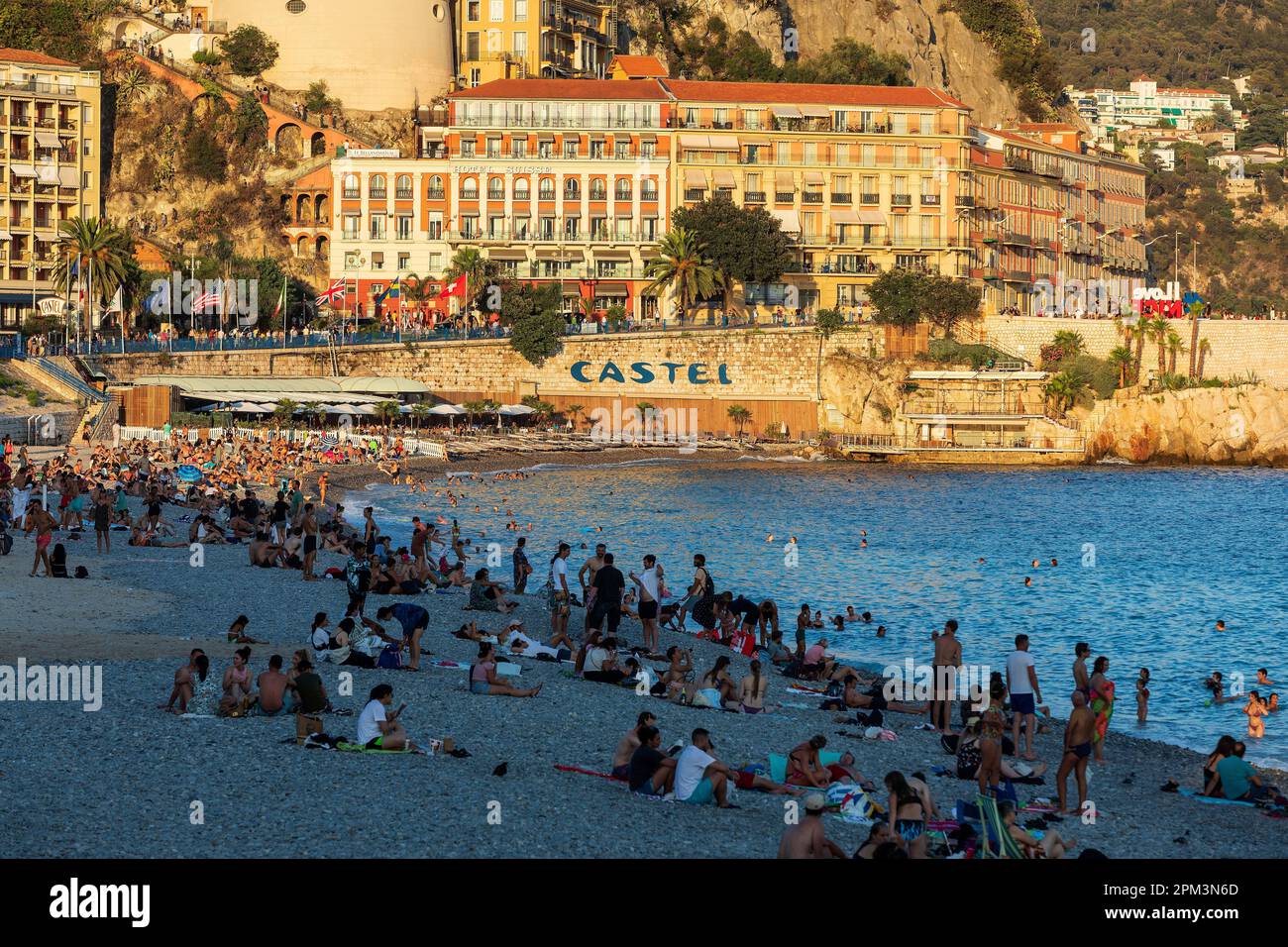 France, Alpes Maritimes, Nice, Opera beach, Ponchettes and Castel Stock ...