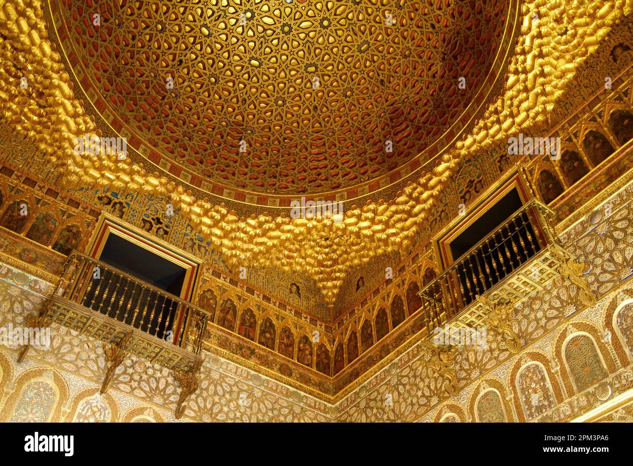 Elaborate gold gilded dome ceiling of the hall of ambassadors at the ...