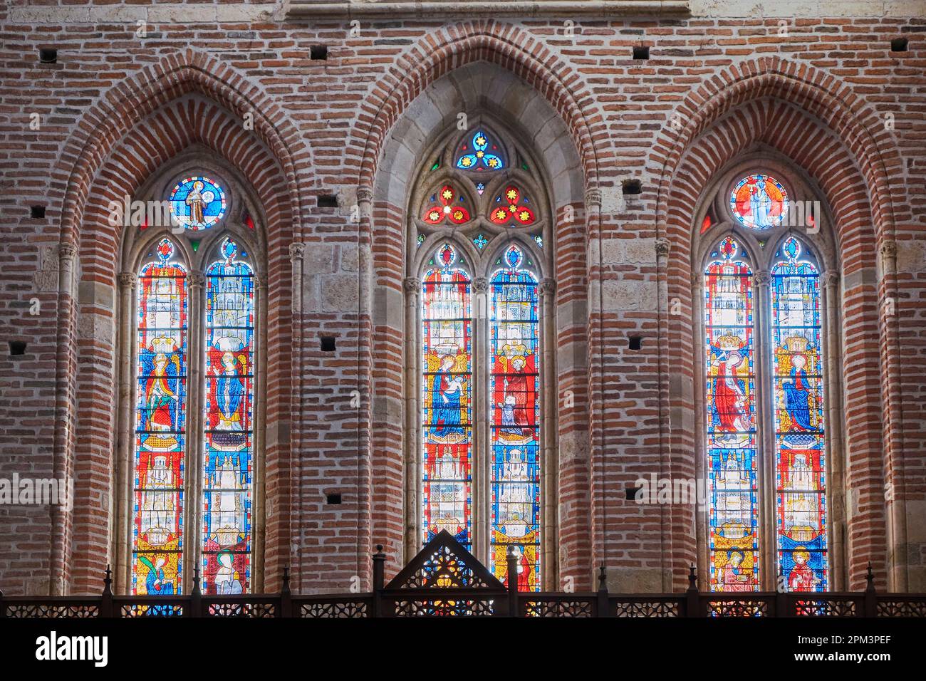 France, Gers, Simorre, Notre Dame de l'Assomption church, Stained glass ...