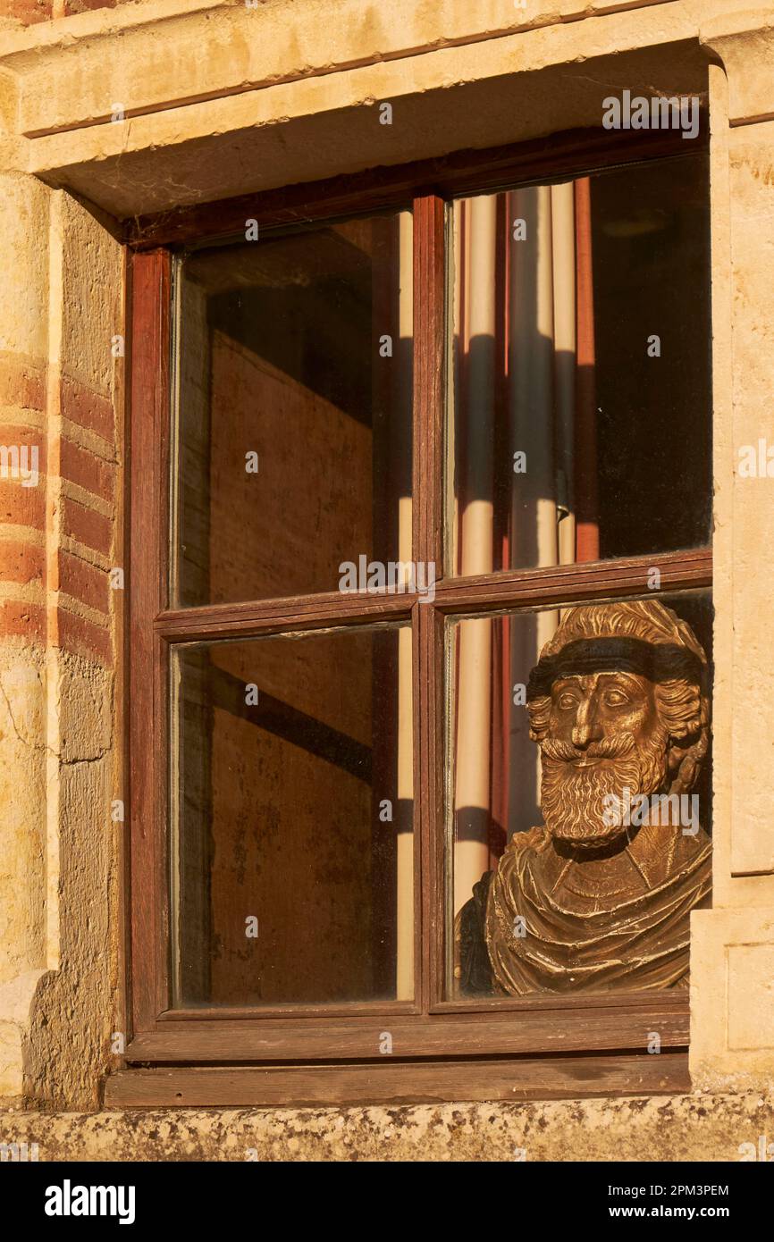 France, Gers, Cazaux Saves, Caumont castle, bust of the Duke of Epernon ...