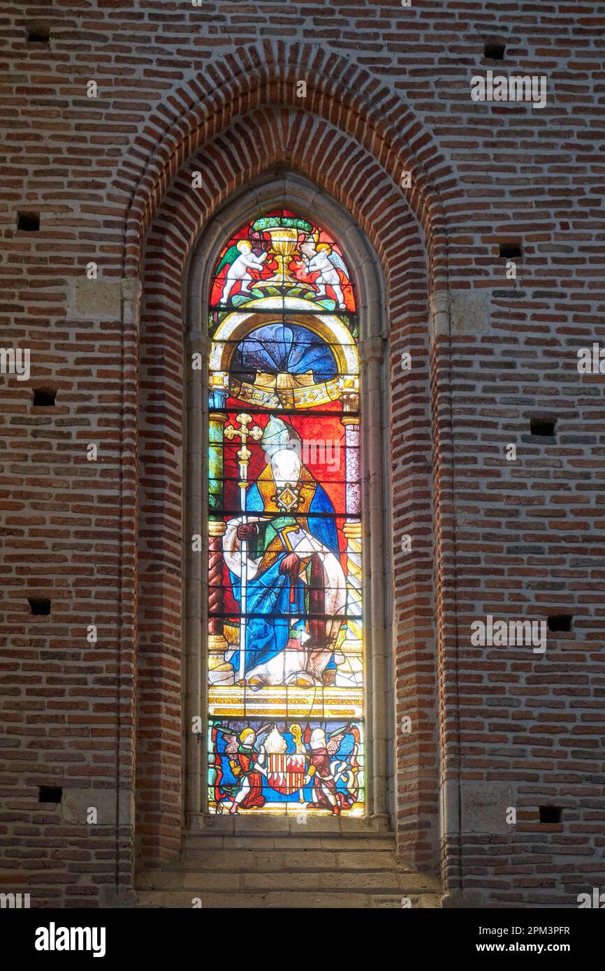 France, Gers, Simorre, Notre Dame de l'Assomption church, Stained glass ...