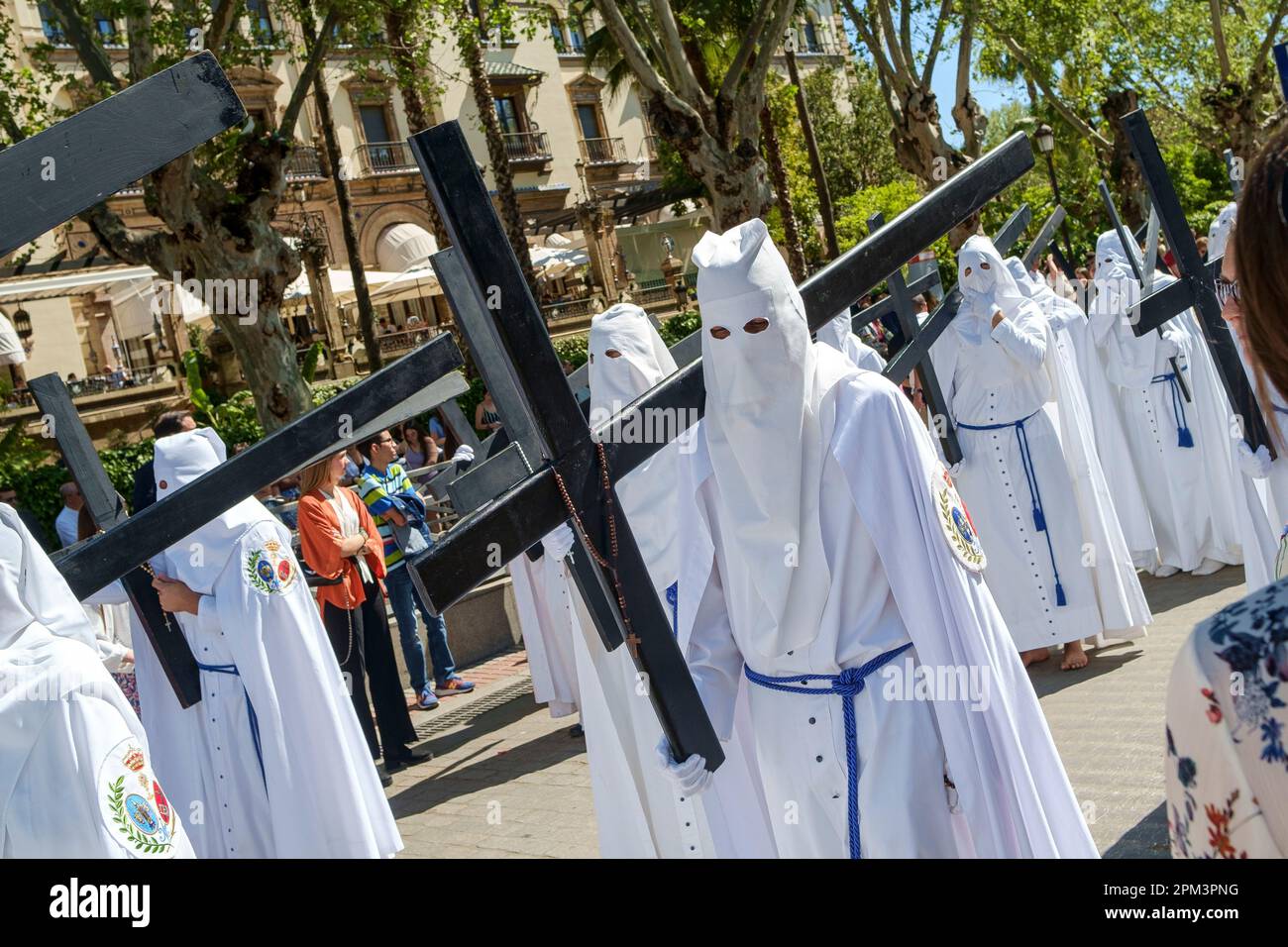 Seville Spain.Holy Week, Semana Santa. Penitents (Nazarenes) of the ...