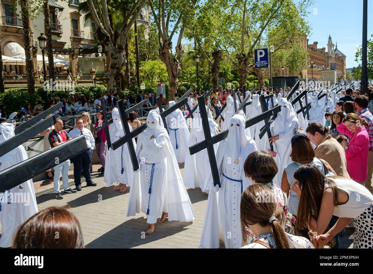 Seville Spain.Holy Week, Semana Santa. Penitents (Nazarenes) of the ...