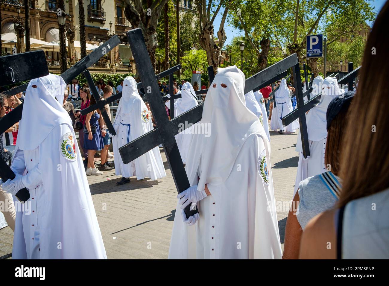 Seville Spain.Holy Week, Semana Santa. Penitents (Nazarenes) of the ...